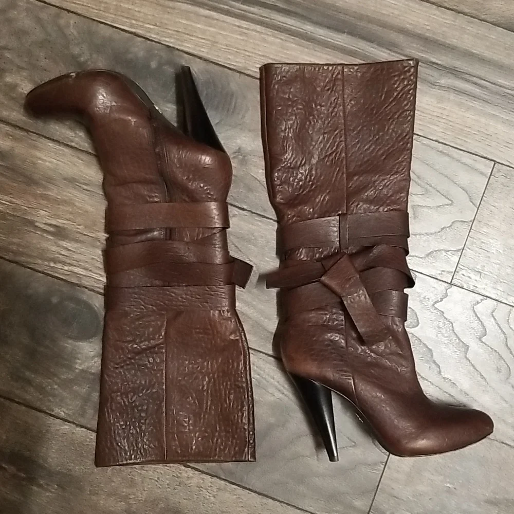 BCBGMaxAzria | Shoes | Bcbg Maxazria Brown Leather Knee Boots | Poshmark